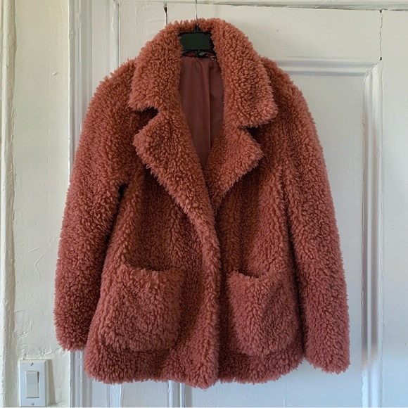 H&M | Jackets & Coats | Hm Divided Pink Teddy Jacket | Poshmark